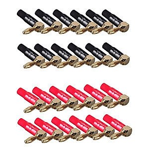 Goaycer Banana Plugs Right Angle 12 Pairs - 24k Gold Plated 90 Degree Speaker Connector (24Pcs)