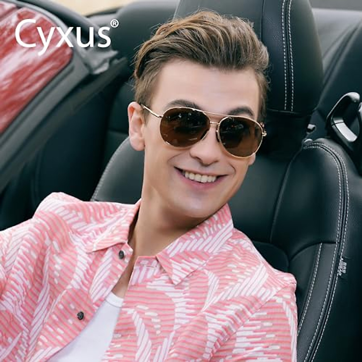 Cyxus Aviator Sunglasses for Men Sunglasses Polarized UV Protection Trendy Metal Pilot Glasses for Driving Hiking Travel