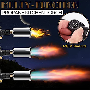 Propane Torch Head for Propane Tank, Powerful Blow torch Adjustable Flame Cooking torch, Kitchen Torch and Food Torch with Safety Lock for BBQ Searing Steak and Sous Vide - Fuel Not Included