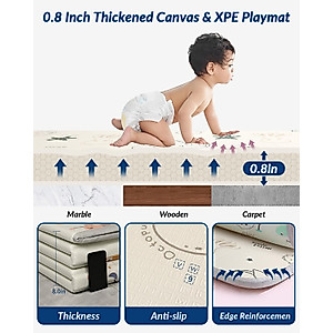 CreateBay Foldable Baby Play Mat, 79x71 Inch Thick 0.8 Inch XPE Foam Waterproof, Extra Large Crawling Mat for Floor Kids Infant Training Non-Slip Reversible Non-Toxic