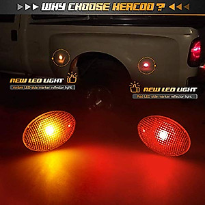 HERCOO Dually Bed Fender LED Side Marker Lights Front Rear Lamps Compatible with Ford 1999-2010 F350 F450 F550 Super Duty