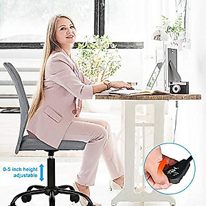 Simple Office Chair, Mesh Office Chair Armless Home Office Desk Chair Adjustable Computer Chair Task Rolling Swivel Chair for Working,Meeting,Reception Place, Grey