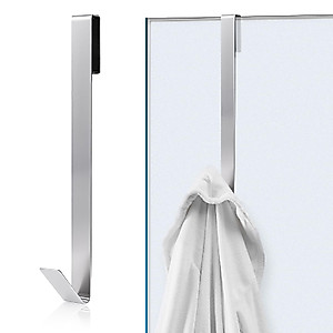 Gjinxi 10 inch Shower Hooks Heavy Duty Drilling-Free Over Door Hooks for Bathroom Shower Towel Hook Frameless Glass Shower Door for Robe Towel (Silver)