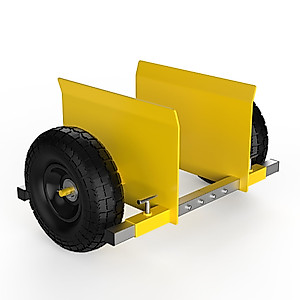 Moving Adjustable Dolly, 2 × 10" Heavy Duty Solid Rubber Tires Wheels 1000LBS Load Capacity for Panel/Slab/Plywood/Door/Granite/Drywall Material Handling and More - Yellow