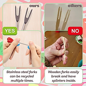 Set of 10 Stainless Steel Fruit forks and 1 Love Holder, Fruit Forks Dessert Forks Salad Forks Food Picks