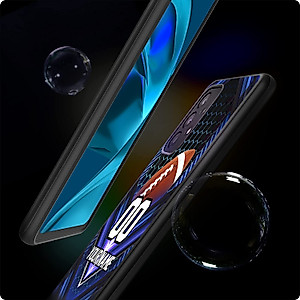 Personalized Football vs Name Number America Flag Decor Rubber Cover Phone Case for Samsung Galaxy A15/A25/A14/A5A53/A03S/A02S/A12/A13/A32/A42/A51/A52/A71 Custom Football Phone Case (Navy Neon lights)