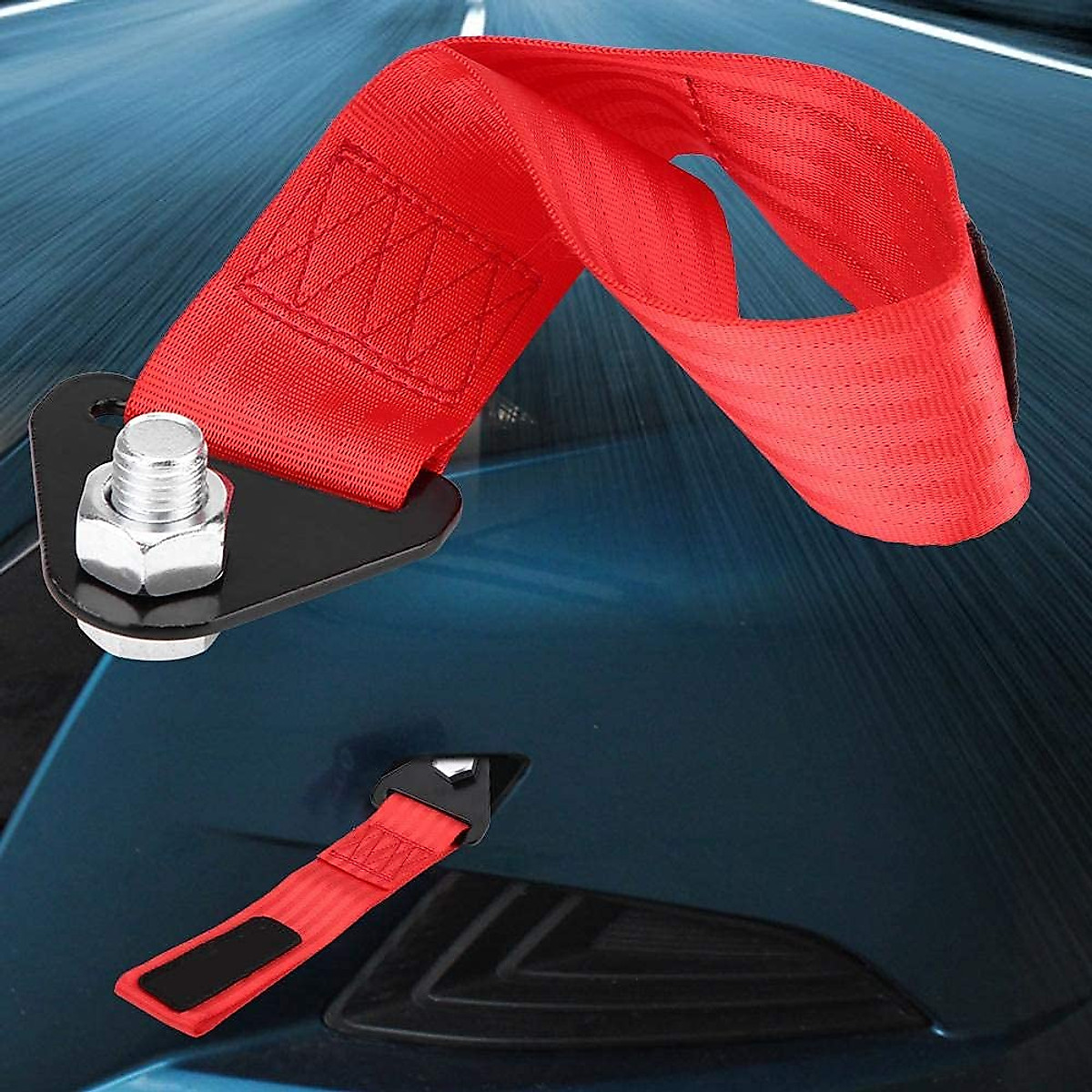Aramox Tow Strap, Universal High Strength Racing Car Tow Strap Tow Rope for Front Rear Bumper Towing Hook (Red)