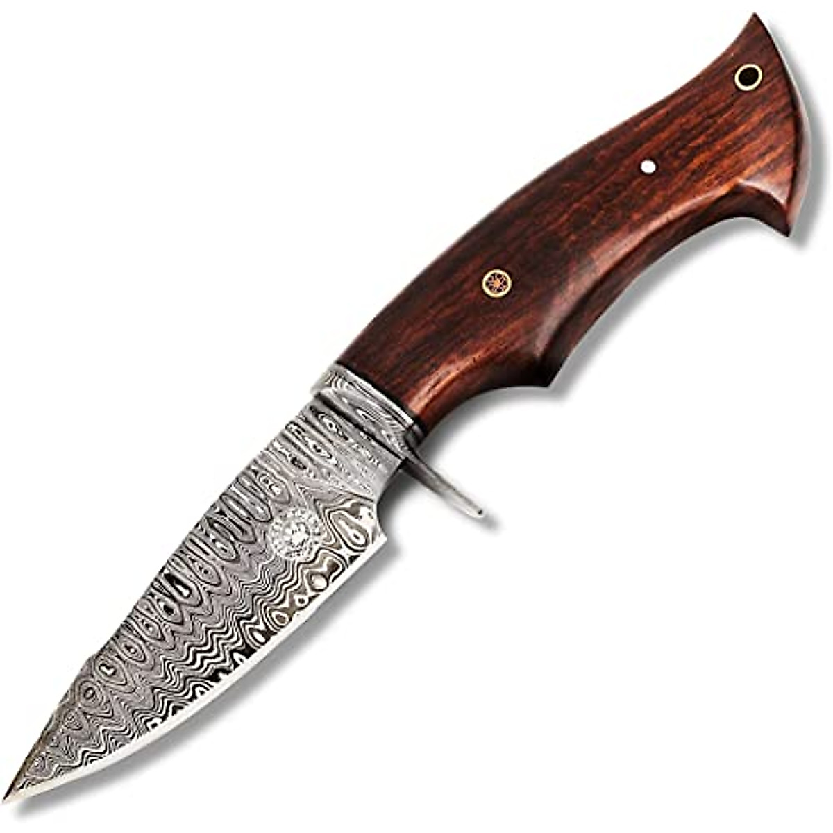 BIGCAT ROAR 10" Handmade Damascus Hunting Knife with Leather Sheath - Ideal for Skinning, Camping, Outdoor - EDC Fixed Blade Bushcraft Knife with Walnut Wood Handle - Predator Hunter