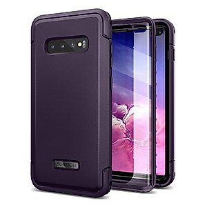 SURITCH for Samsung Galaxy S10 Plus Case, [Built-in Screen Protector] 360° Full Protection Military Grade Shockproof Rugged Bumper Thick Protective Phone Cover for Samsung S10 Plus 6.4 Inch - Purple