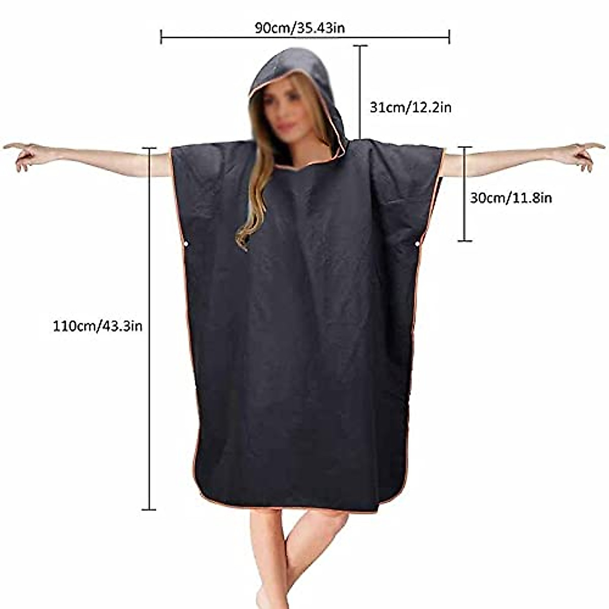 ZHAOLEI Adult Microfiber Towels Wetsuit Change Robe Poncho Surf Hooded Quick Dry Beach Outdoor Towel for Swimming Swimsuit Robe