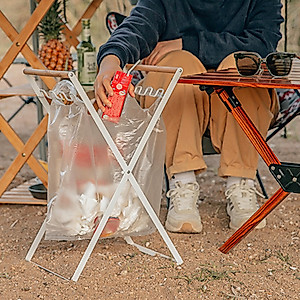 Trash Bag Holder Stable Iron Leaf Bag Holder Stand Foldable Garbage Bag Holder Lightweight Leaf Bag Holder Multi-Use Grocery Bag Holder for Yard Garden White