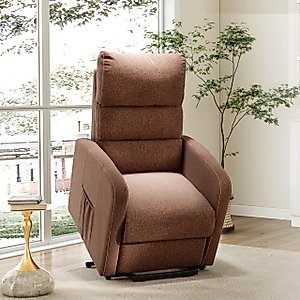 EUREKA ERGONOMIC Power Lift Recliner Chair for Elderly, Small Recliner Chair for Small Spaces, Power Recliner Chair for Living Room, Single Sofa with Infinite Adjust for Back and Footrest, Brown