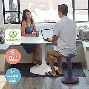 ECR4Kids SitWell Wobble Stool, Adjustable Height, Active Seating, Eggplant