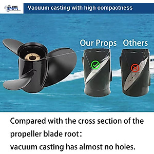 Jason Marine Upgrade 10 3/8 x 13 OEM Aluminum Outboard Propeller fit Mercury Engines 25-60HP, Ref No.48-73136A45, 13 Spline Tooth, RH (10 3/8 x 13)