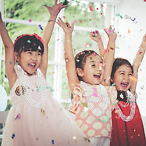 EOBOH Beaded Necklace, 100PCS White Mardi Gras Beads Stuff Party Favors, 33" Holiday Toy Costume Bulk, Festival Parade Throw Accessories for Wedding Birthday Celebrations Decoration