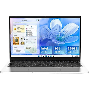 KurieTim Laptop Computer 8GB DDR4 256GB SSD Quad-Core Intel Celeron J4105(Up to 2.5GHz), 14.1 inch 1080P FHD Traditional Laptops, WiFi, Webcam, USB3.0, Mini HDMI, Windows 11 Pro