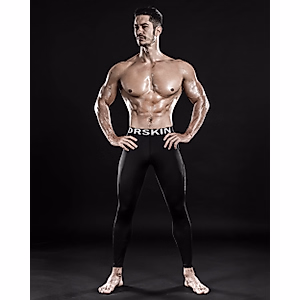 DRSKIN Compression Cool Dry Sports Tights Pants Baselayer Running Leggings Yoga Rashguard Men (M, Black)