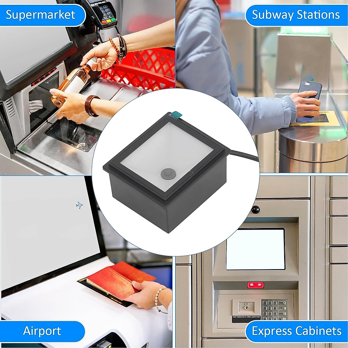 Embedded Bar Code Reader USB Interface Auto Sensing 1D 2D QR Barcode Scanner Module with Image Recognition Compatibility for Linux, XP,7,8,10, OS X