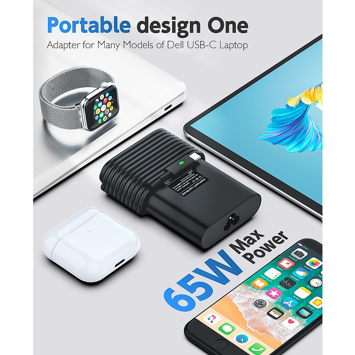 65W 45W USB C Laptop Charger for Dell Latitude 7420 5420 5520 5430 5440 7440 5450 5530 7330 7430 5540 5320 7320 9430 3450 3550 7410 2in1, XPS 13, Chromebook 3100 Computer Type C AC Adapter