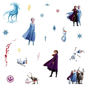 RoomMates RMK4075SCS Frozen II Peel and Stick Wall Decals, 1.86" x 1.87" x 7.12" x 12.72 ", blue. white, purple
