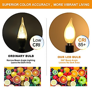 Decoaui E12 LED Chandelier Light Bulbs, 4W(40w Equivalent) Dimmable C11 Frosted Glass, 450 Lumens, 2700K Soft White, Candle Shaped, Ideal for Candelabras Open Fixtures, 12-Pack