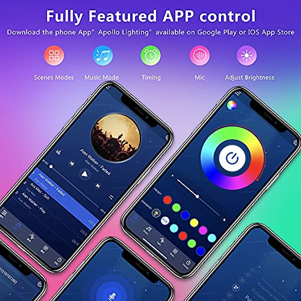 60ft Bluetooth LED Strip Lights,SMD 5050 Music Sync LED Lights Strip,RGB Color Changing LED Lights with Remote,Smart Phone APP Control,LED Lights for Bedroom,Ceiling,Room DIY(APP+Remote +Mic/60ftx1)