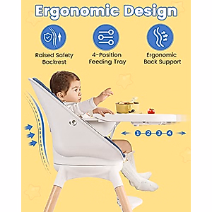 Baby High Chair for Babies and Toddlers, [ 360° Swivel ] 3-in-1 Wooden Baby Feeding High Chair, Toddler Infant High Chairs, Save Space/Easy to Clean/One-Min Assemble