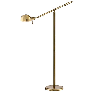 360 Lighting Dawson Modern Task Pharmacy Light Floor Lamp Standing 55" Tall Antique Brass Metal Adjustable Balance Boom Arm Gold Shade Decor for Living Room Reading House Bedroom Family Home