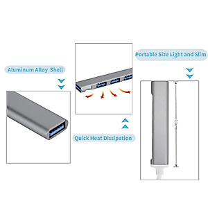 Extender Dock Adapter Type-C to 4-Port USB 3.0 Hub Aluminum Alloy Docking Station Compact Size Long Service Life(gray)