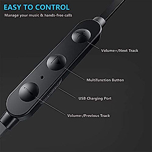 Wireless Headphones, Bluetooth Headphones IPX7 Waterproof 16 Hours Playtime Bluetooth V5.0, with Magnetic Connection, Sports Earbuds for Running Built-in Mic (Black)