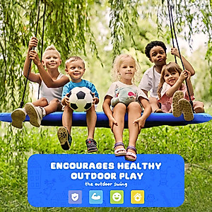 Trekassy 700lb Giant 60" Skycurve Platform Tree Swing for Kids and Adults with 2 Hanging Straps-Blue