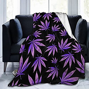 DICITNET Purple Weeds Leaf Pattern Blanket Throw Blanket Lightweight Microfiber Blankets for Bed Couch Sofa Blanket Quilt 50"X40"
