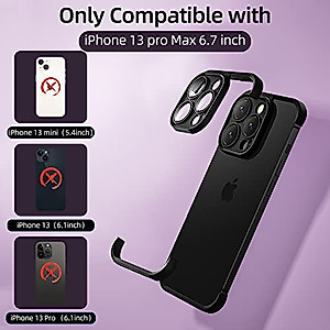 Hoerrye for iPhone 13 Pro Max Camera Lens Protector with Silicone Bumper, Frameless Slim/Ultra-Thin Lightweight Case,HD Tempered Glass Camera Screen Protector Cover Film Accessories,Black