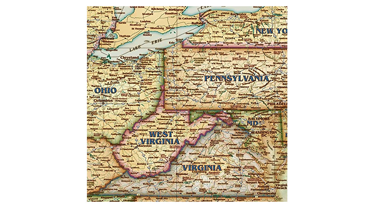 Beautiful Antiqued USA Wall Map - Extra Large 73''x40''