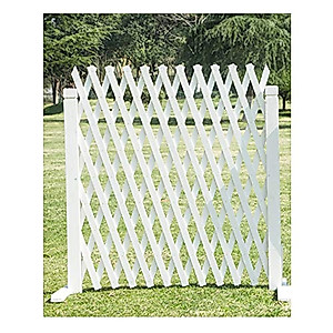 LIXIONG Garden Fence Outdoor Decorative Expanding Fence Animal Barrier Wooden Privacy Screen for Patio Plants Growing，2 Colour 4 Size (Color : White, Size : 150x210cm)