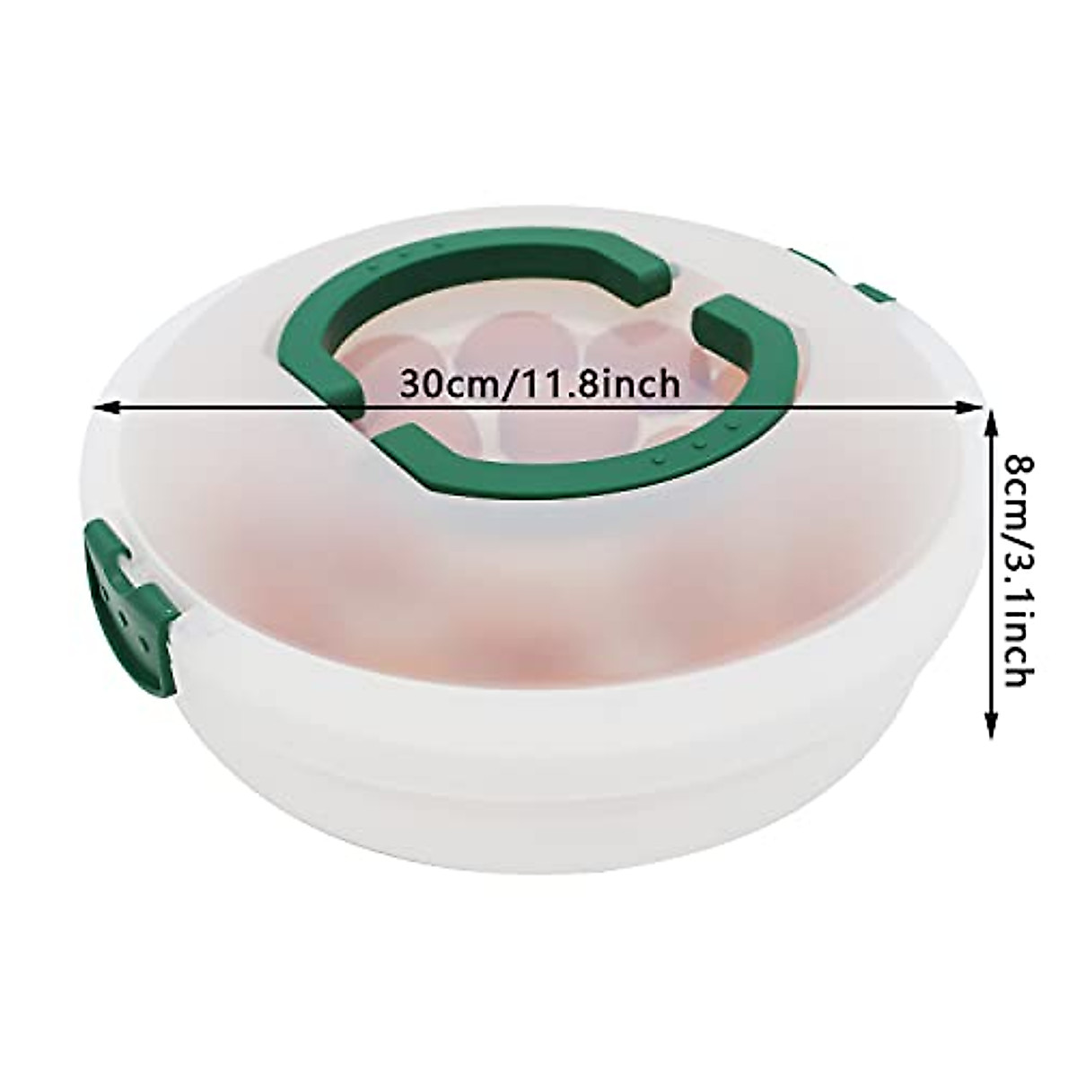 10 Inch Portable Pie Carrier with Lid and Tray 3-In-1 Round Cupcake Container Egg Holder Muffin Tart Cookie Keeper Food -Thanksgiving&Christmas Party Containe(Green)