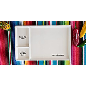 Mud Pie Circa Divided Nacho Platter, White, 9 3/4" x 15 1/2"