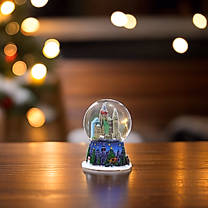 Mini New York City Christmas Snow Globe and Rockefeller Center Skyline NYC Snow Globes