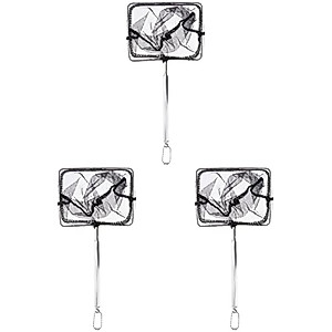 Yardwe and Saltwater * Sturgeon Aquarium Small Fish Tool Tank Accessory Portable Premium Ponds Tackle Retractable Stainless Fishing Dip Catching Nets Folding Outdoor Net 3pcs Trout