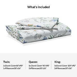 TINA'S HOME Duvet Cover Queen Size - Reversible Floral Duvet Cover Set with Zipper Closure - 3 Pieces Bedding Set, 1 Duvet Cover 90"x90" & 2 Pillow Shams 20"x26"