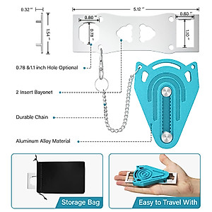Metal Portable Door Lock for Travel Hotel Room Safety - Hotel Door Locks for Travelers Door Lock Security, Extra Lock from Inside, Apartment Home Security Device Travel Essentials,Blue