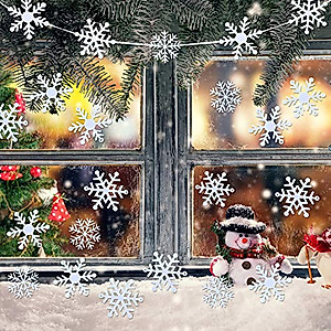 120 Pieces 10 Sets Snowflake Hanging Garland White Snowflakes Decorations Winter Frozen Birthday Party Supplies Decorations