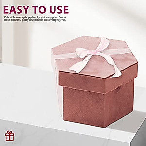 SEWACC Organza Ribbon Shimmer Sheer Chiffon Ribbon Wide Pink Wired Ribbons for Gift Wrapping DIY Crafts Bouquet Garland Baking Bowknot Wedding Party