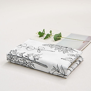 White Flowers Body Pillow Cover 20x54 inches Black Sketch Flowers Printed Country Style Decor Botanical Body Pillow Case Cover with Pocket Closure(Body,Black Flower)