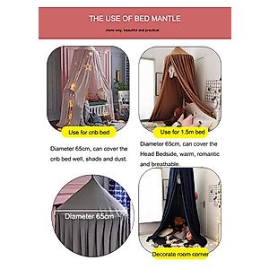 Crib Bed Canopy for Kids Girls, Round Dome Netting Mosquito Net Canopy Bed Curtain for Play Room Baby Bed Indoor Outdoor Princess Castle Hanging House Decoration (Coffee)