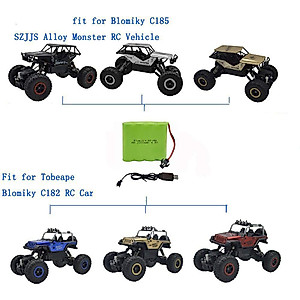 Blomiky 2 Pack 4.8V 2200mAH AA NiMH Rechargeable Battery with SM-2P Plug and USB Charger Cable for SY-E511 RC Excavator RC Truck Toy 4.8V 2200mAh NiMH Battery 2