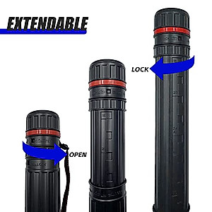 Ecjiuyi Poster Tube,Expandable Blueprint Carrying Transport Tubes,Black Waterproof 17.5"x 2.5"Dia Telescoping Art Painting Traveling Tube,Document Storage Holder Case Tube with Strap