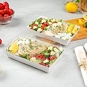 Restaurantware Matsuri Vision Rectangle White Paper Medium Sushi Tray - 8" x 5" x 1 1/2" - 100 count box