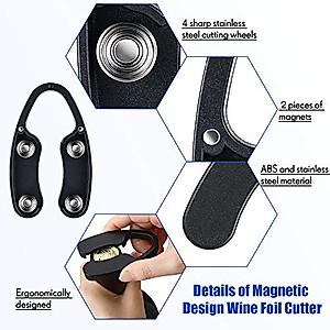 4 Pieces Magnetic Wine Foil Cutters Wine Bottle Opening Accessories Black Wine Foil Removes ABS Wine Foil Cutters for Outdoor Indoor Parties Daily Application