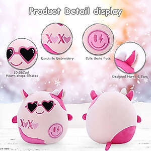 refavor Cow Stuffed Animal - 8 Inch Preppy Cute Plushies Y2K Soft Stuffed Animals for Girls Gift Pink Stuffed Animal Cow Plush Pillows Gifts Kids Valentines Cow Stuffed Animals Plush Toys(Rosie)